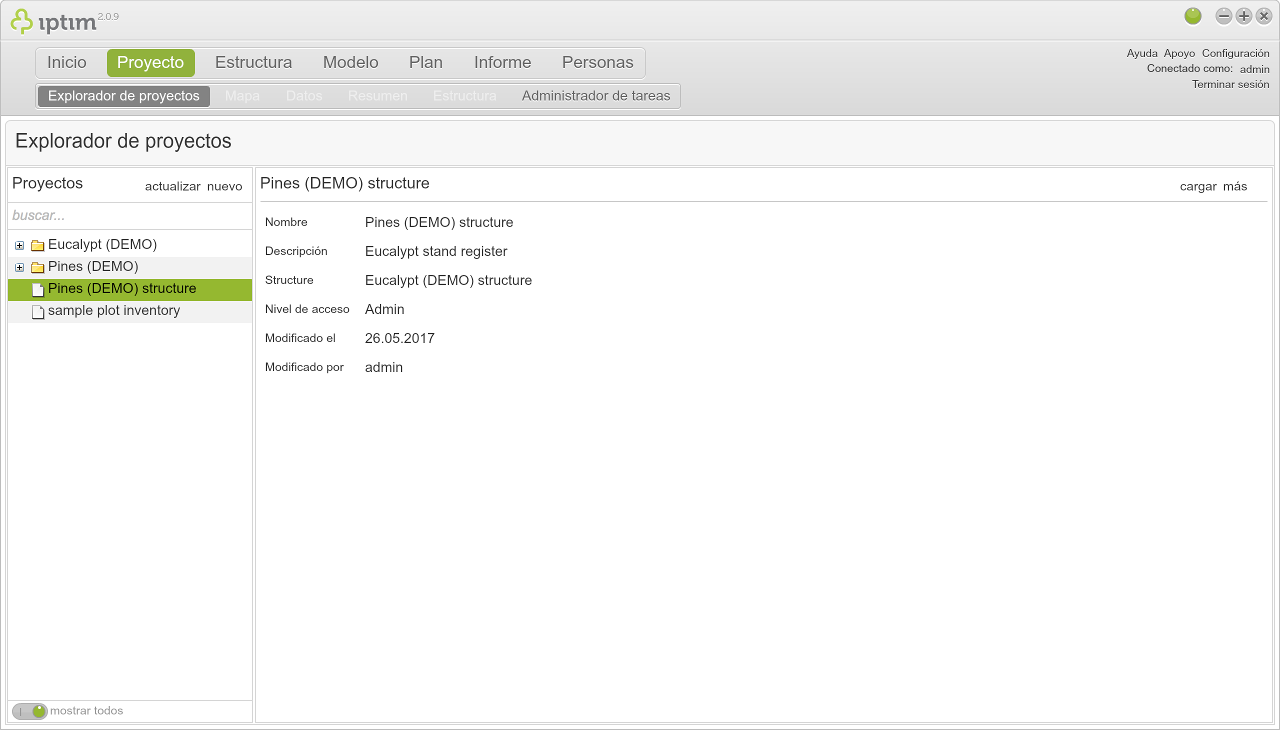 Explorador de proyectos – Temas de Ayuda